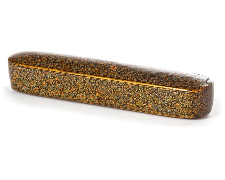A KASHMIRI PAPIER-MACHÉ PEN CASE (QALAMDAN), INDIA, 19TH CENTURY
