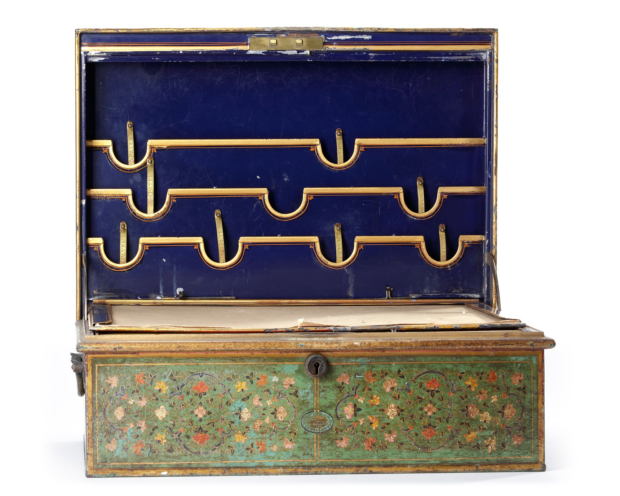 AN ANGLO-PERSIAN METAL DISPATCH BOX BY ALLIBHOY VALLIJEE & SONS 1897