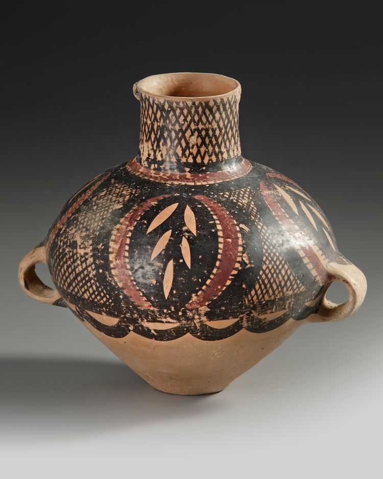 A CHINESE PAINTED POTTERY JAR, NEOLITHIC PERIOD, BANSHAN CULTURE, GANSU ...