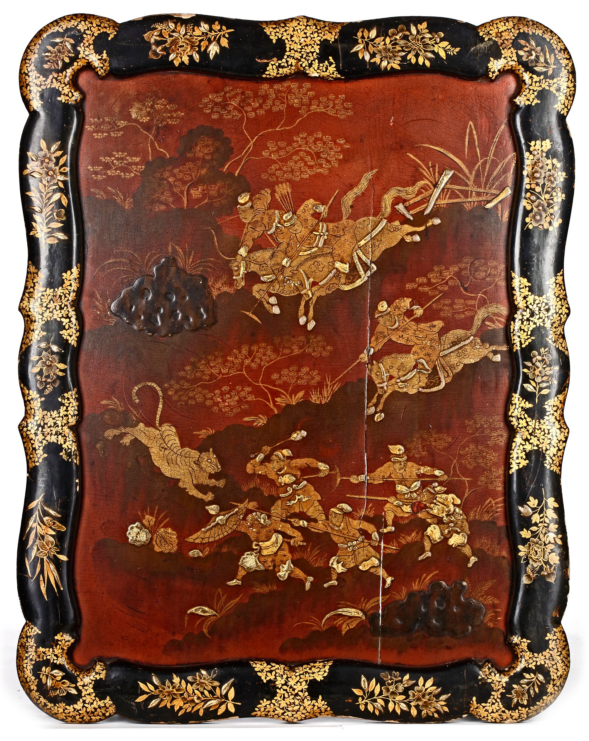 A JAPANESE HUNTING SCENE WITH TIGER, 19TH CENTURY