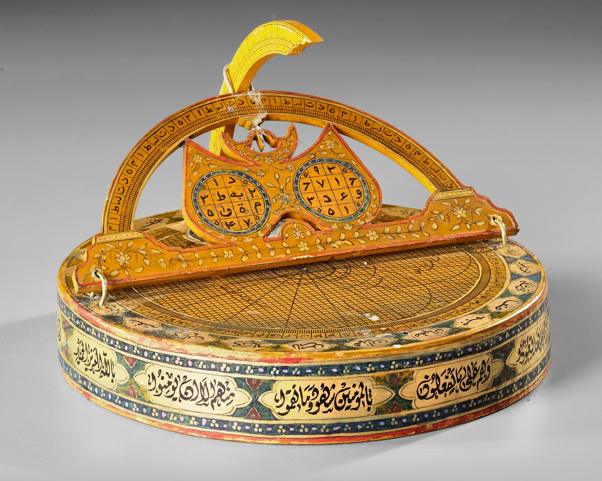 ANA WOODEN QIBLA INDICATOR, PERSIA, QAJAR, 19TH CENTURY